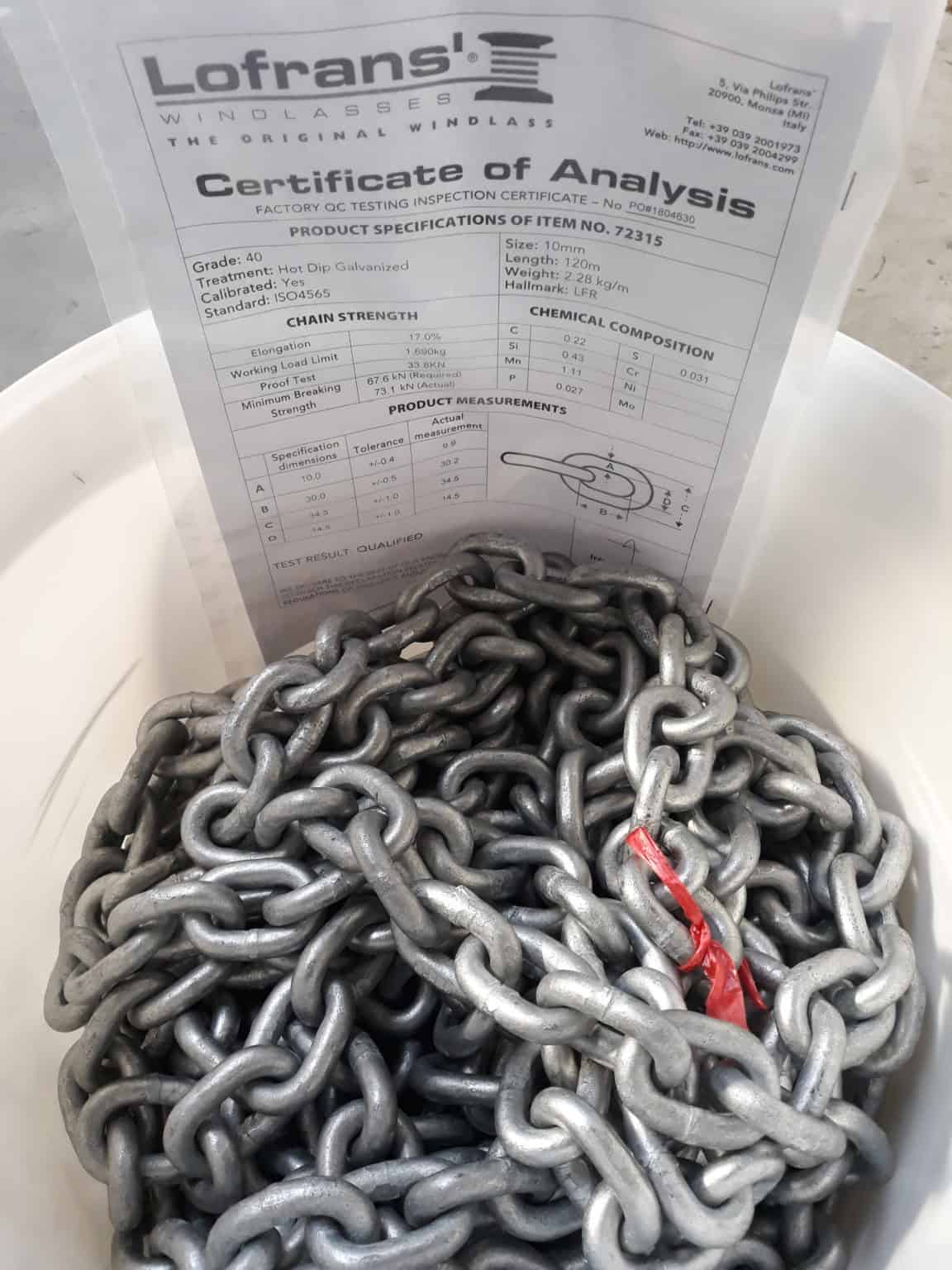 LOFRANS ankerketting 10 mm G40 ISO 4565 (50 meter)